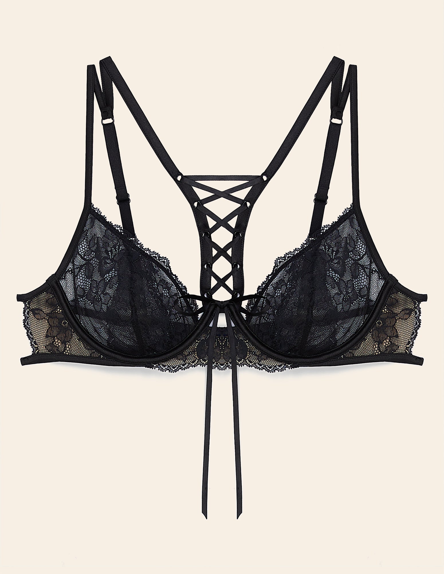 Lace carioca with underwire weave Privè - Black Cross Black | Yamamay